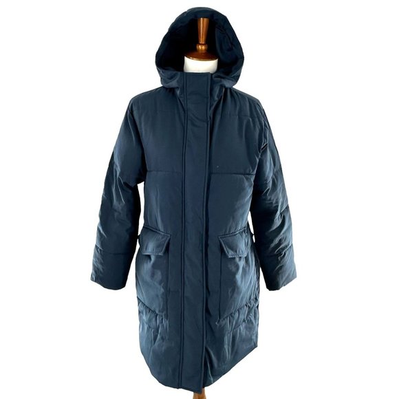 Everlane | Jackets & Coats | Everlane Renew Navy Blue Hooded Puffer ...